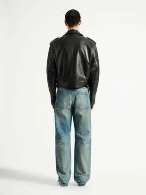 Balmain Textured Leather Biker Jacket