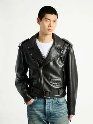Balmain Textured Leather Biker Jacket