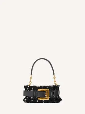 Balmain Mini Anthem Bag In Tweed And Smooth Calfskin