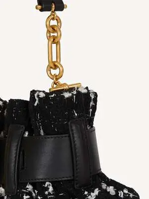 Balmain Mini Anthem Bag In Tweed And Smooth Calfskin