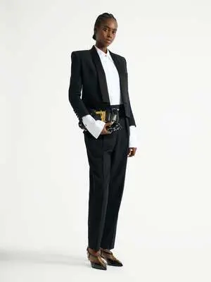 Balmain Mini Anthem Bag In Tweed And Smooth Calfskin