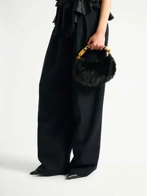 Balmain Mini Faux Fur Bag With Resin And Metal Handle