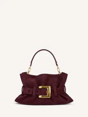 Balmain Medium Anthem Suede Leather Bag - Red