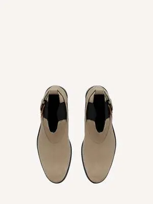 Balmain Anthem Chelsea Boots In Suede Calfskin Leather - Beige
