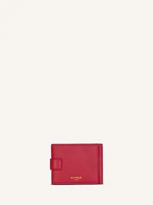 Balmain Pulse Trifold Smooth Leather Wallet - Red