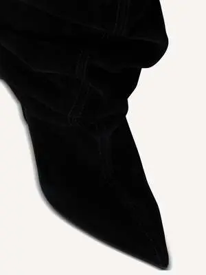 Balmain Suede Leather Wedge Thigh-high Boots - Black