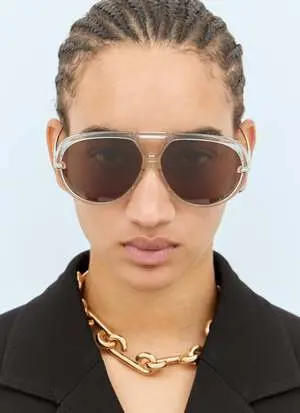 Bottega Veneta Drop Aviator Sunglasses - Silver
