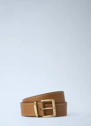 Miu Miu Leather Belt With Gold-tone Buckle - Brown