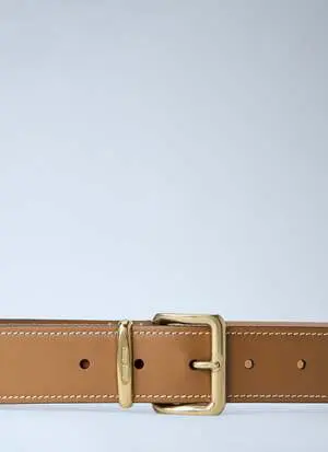 Miu Miu Leather Belt With Gold-tone Buckle - Brown