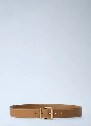 Miu Miu Leather Belt With Gold-tone Buckle - Brown