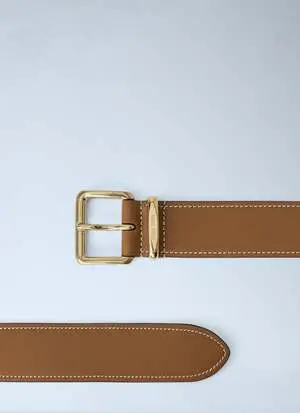 Miu Miu Leather Belt With Gold-tone Buckle - Brown