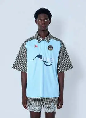 Martine Rose Patchwork Cotton Polo Shirt - Blue