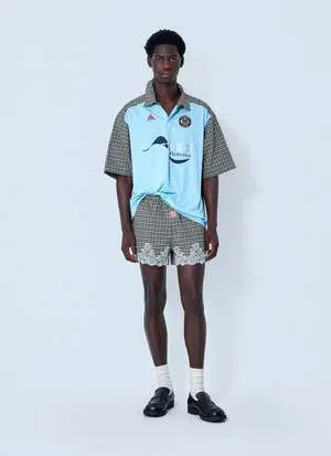 Martine Rose Patchwork Cotton Polo Shirt - Blue