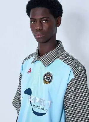 Martine Rose Patchwork Cotton Polo Shirt - Blue