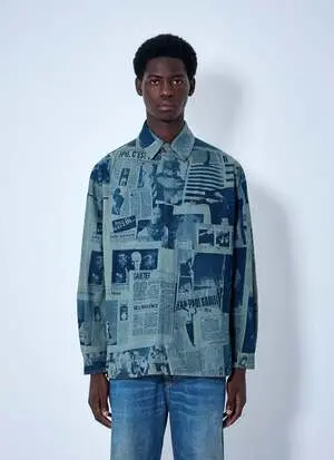 JEAN PAUL GAULTIER Printed Cotton Poplin Shirt - Blue