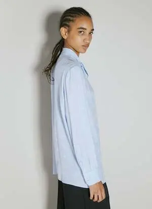 Prada Logo Jacquard Silk Shirt With Pussy Bow