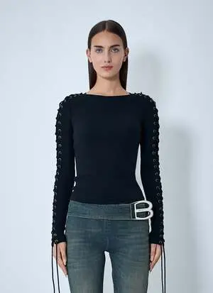 Balenciaga Lace-up T-shirt - Black