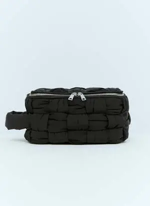 Bottega Veneta Cassette Travel Pouch In Puffy Intrecciato Weave - Black