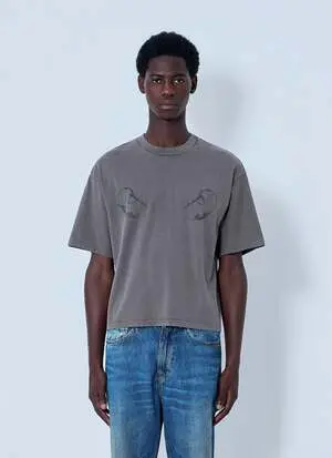 JEAN PAUL GAULTIER Printed Cotton Jersey T-shirt - Gray