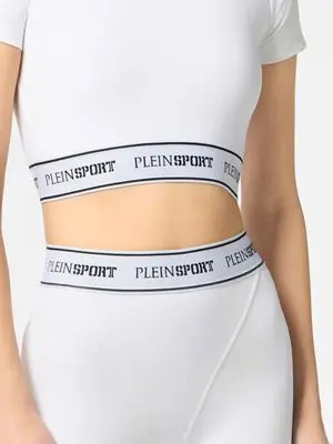 PLEIN SPORT Cropped T-shirt With Jacquard Logo - White