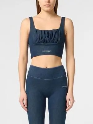 PLEIN SPORT Cropped Ruched Top - Blue