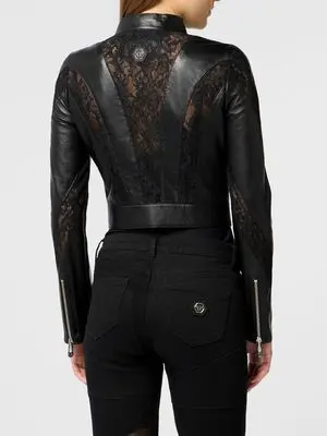 Philipp Plein Leather And Lace Jacket