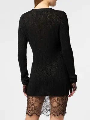 Philipp Plein Button-up Cardigan Dress With Lace Trim