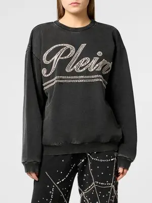 Philipp Plein Crewneck Sweatshirt With Rhinestone Logo - Black