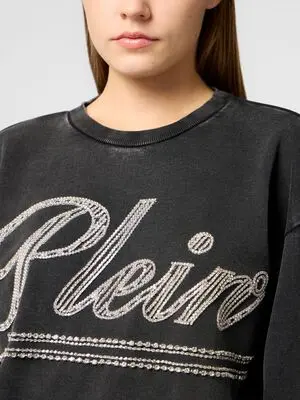 Philipp Plein Crewneck Sweatshirt With Rhinestone Logo - Black