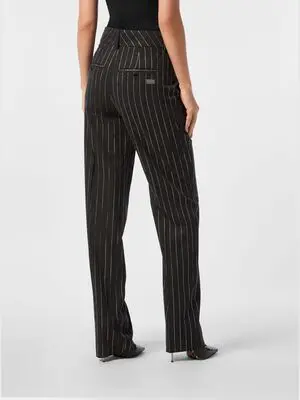 Philipp Plein Pinstriped Wool Blend Trousers