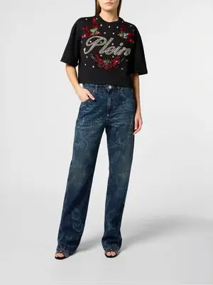 Philipp Plein Embellished Cropped T-shirt