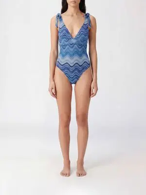 MC2 SAINT BARTH One-piece Swimsuit With Abstract Wave Pattern - Blue