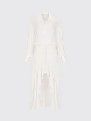 Patrizia Pepe Long Sleeve Lace-up Shirt Dress With High-low Hem