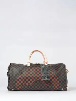 SPRAYGROUND Chequered Travel Bag With Shark Logo Detail - Brown