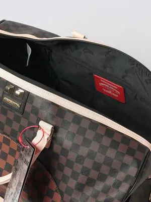 SPRAYGROUND Chequered Travel Bag In Coated Cotton With Shark Logo