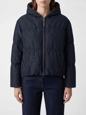 Brunello Cucinelli Short Quilted Down Jacket With Hood - Denim