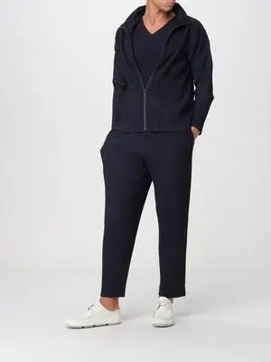 Issey Miyake Homme Plissé Pleated High Neck Zip-up Shirt