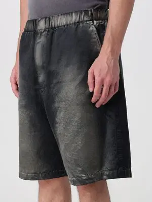 Mihara Yasuhiro Abstract Print Cotton Jogging Shorts With Distressed Effect - Black
