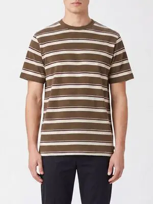 CARRER Striped Cotton Crewneck T-shirt With Embroidered Logo - Brown