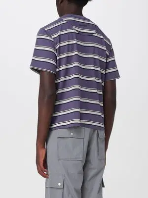 CARRER Striped Cotton Crewneck T-shirt With Embroidered Logo - Violet