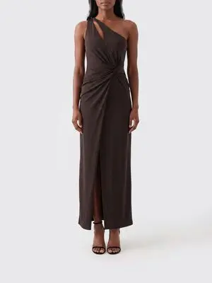HANITA Asymmetrical One-shoulder Midi Dress - Ebony