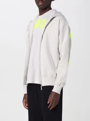 DISCLAIMER Cotton Zip-up Hoodie With Printed Logo - Grey