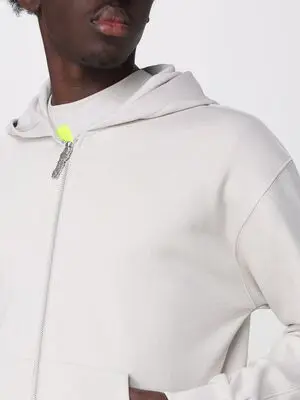 DISCLAIMER Cotton Zip-up Hoodie With Printed Logo - Grey