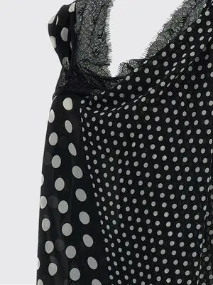 Junya Watanabe Asymmetric Polka Dot Top With Lace Inserts - Black