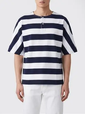 Jacquemus Striped Cotton Short-sleeved Henley T-shirt With Two Buttons