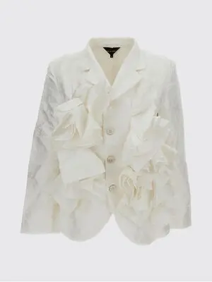 Comme Des Garçons Single-breasted Cropped Blazer With Lapels And Embroidery