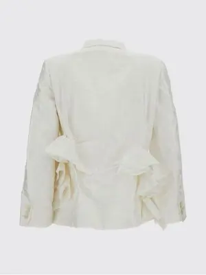 Comme Des Garçons Single-breasted Cropped Blazer With Lapels And Embroidery