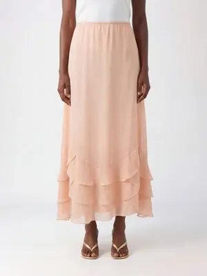Simone Rocha Silk A-line Midi Skirt With Ruffled Hem - Pink