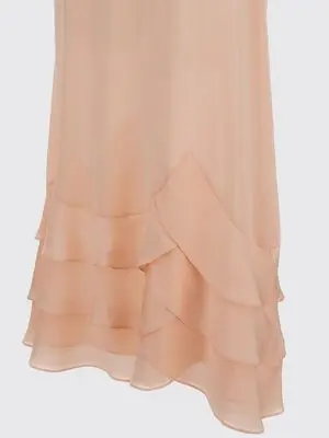 Simone Rocha Silk A-line Midi Skirt With Ruffled Hem - Pink