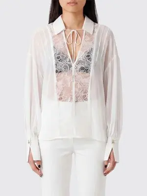 Patrizia Pepe Viscose Shirt With Lace Inserts - White